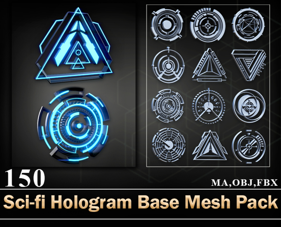 150 Sci-fi Hologram Base Mesh Pack