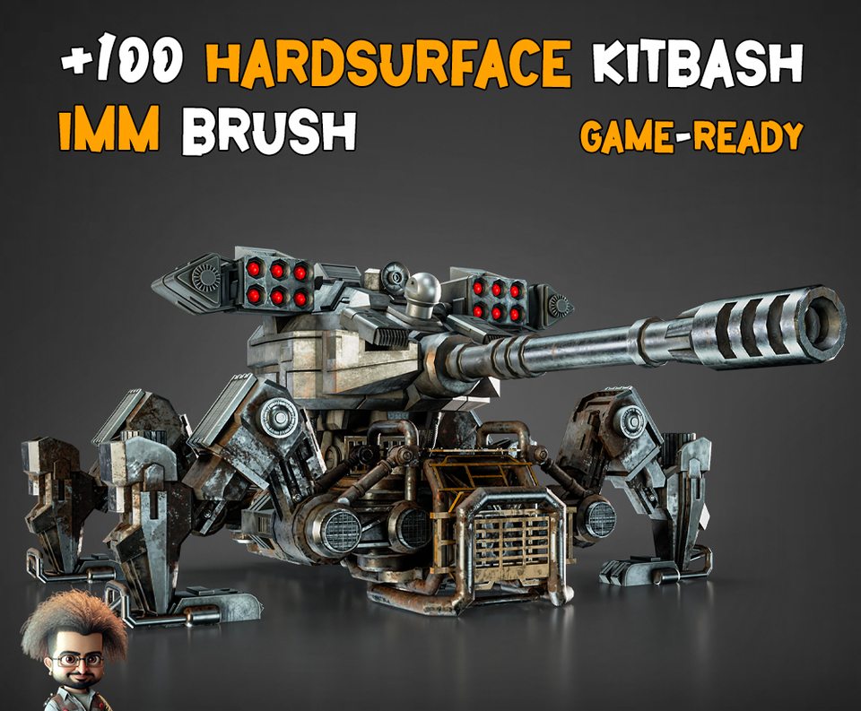 100 HardSurface Kitbash and IMM Brush Vol 02