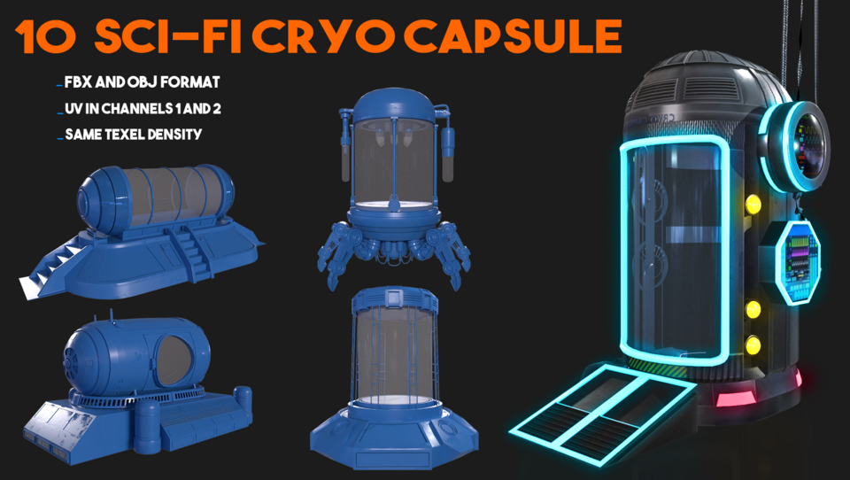 10 SCI-FI CRYO CAPSULE 3D model