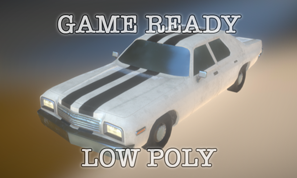 Game Ready Large American Car, low-poly AR VR