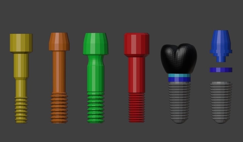 3D Model of Tooth Implants - Dental Models Bundle - 6 Pack