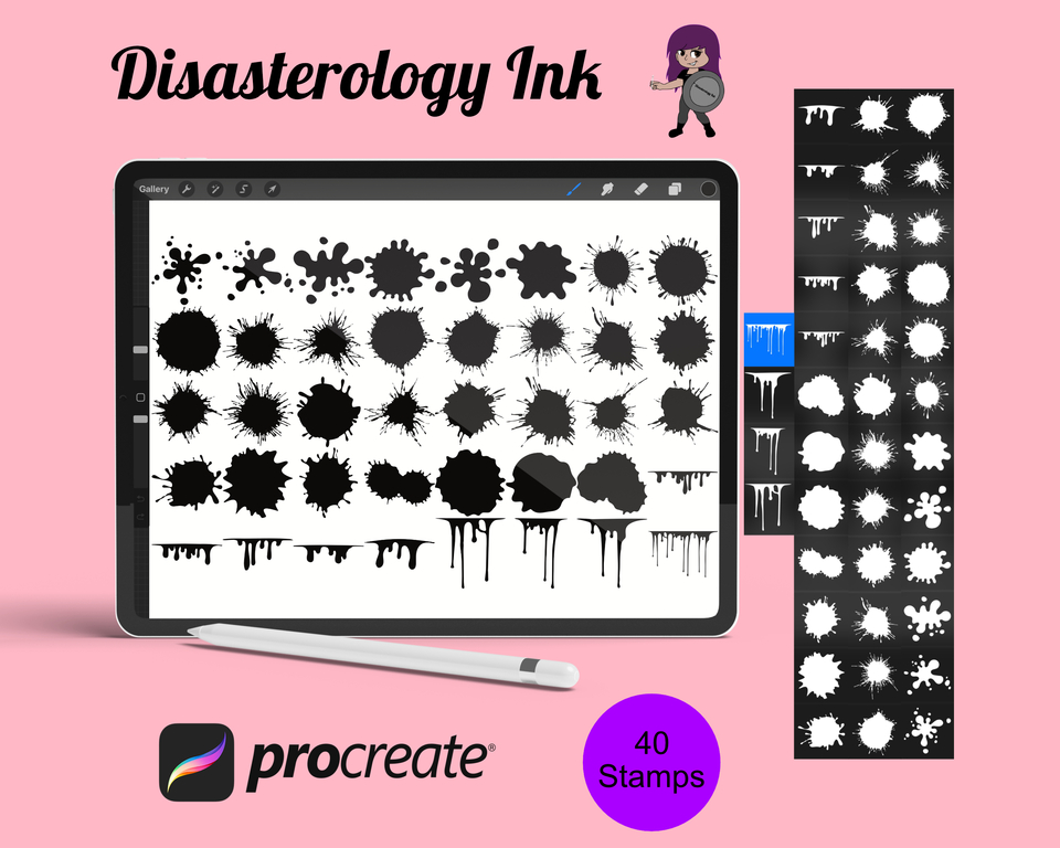 Splash Splatter Marks Set 2 Procreate Brush Stamps, 40 Splashes