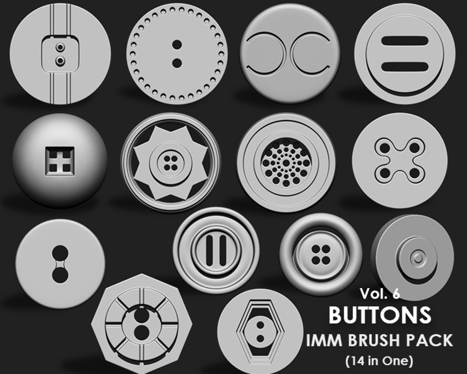 Buttons Collection IMM Brush Pack (14 in One) VOL. 6