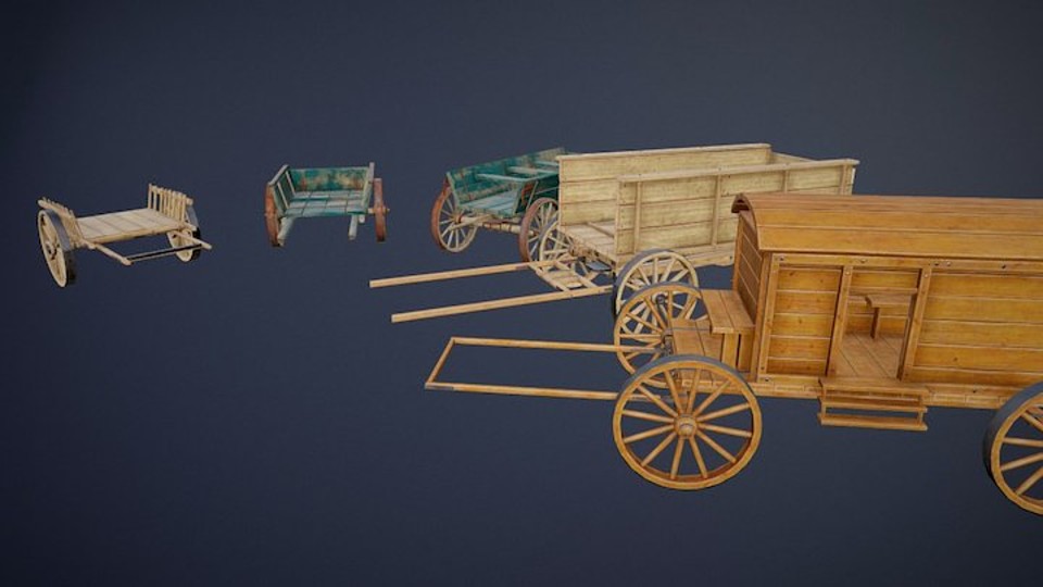 Wooden Carts modular asset pack