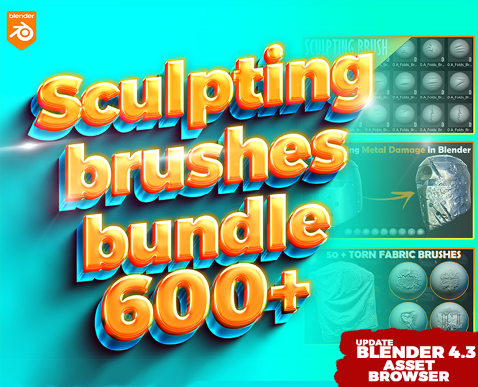 600 + Blender Sculpting Brushes. Asset Browser.