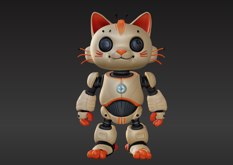 3D Model of Cute Robo Cat – Animated and Printable