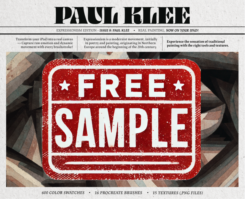 Free Sample | Paul Klee Kit (Procreate Brushes, Color Palettes & Paper ...
