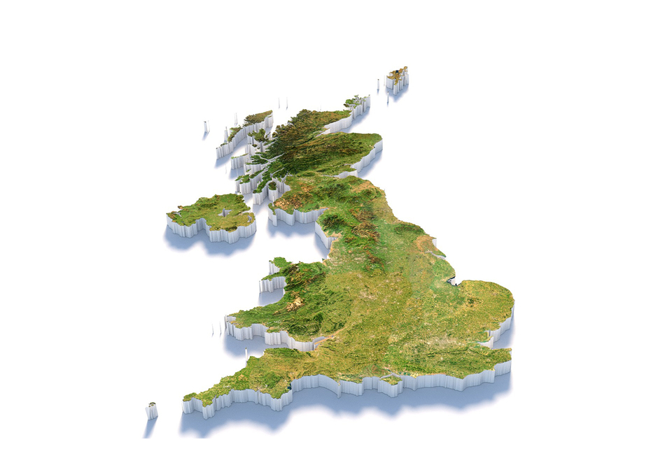 United Kingdom Terrain Map