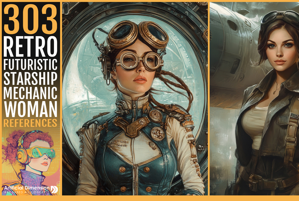 303 Retro Futuristic Starship Mechanic Woman