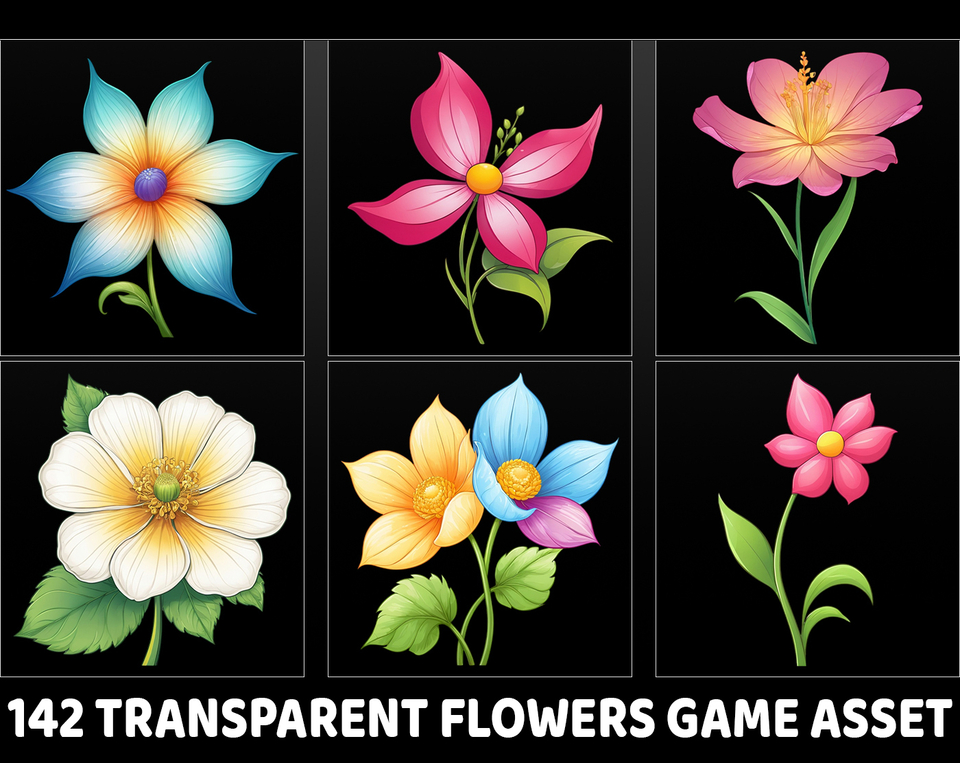 142 Transparent Flowers Game Asset
