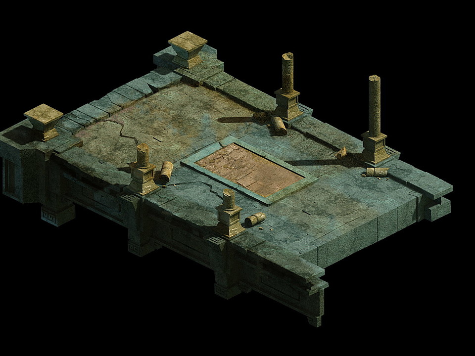 Game Model - Underground Platform Stone Gallery 01