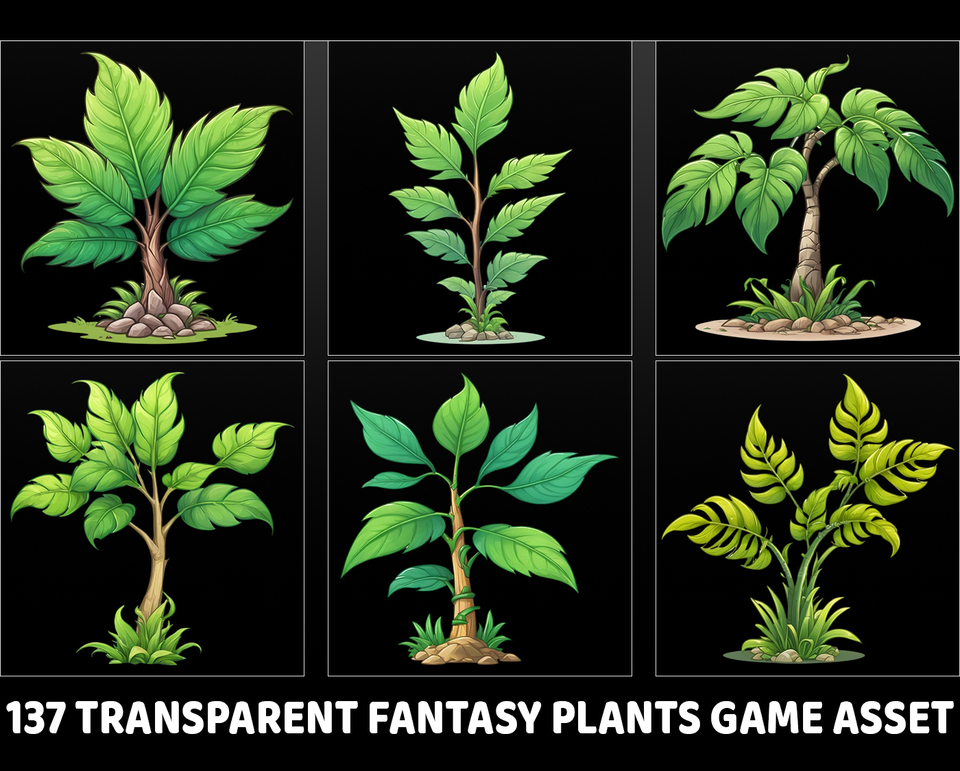 137 Transparent Fantasy Plants Game Asset