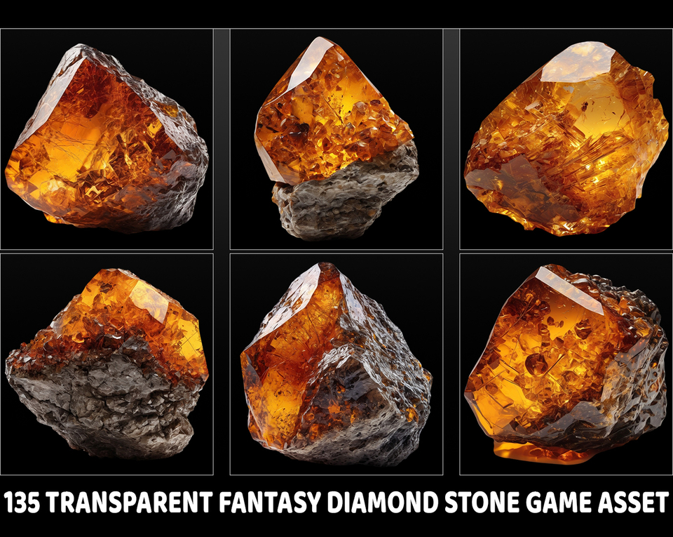 135 Transparent Fantasy Diamond Stone Game Asset