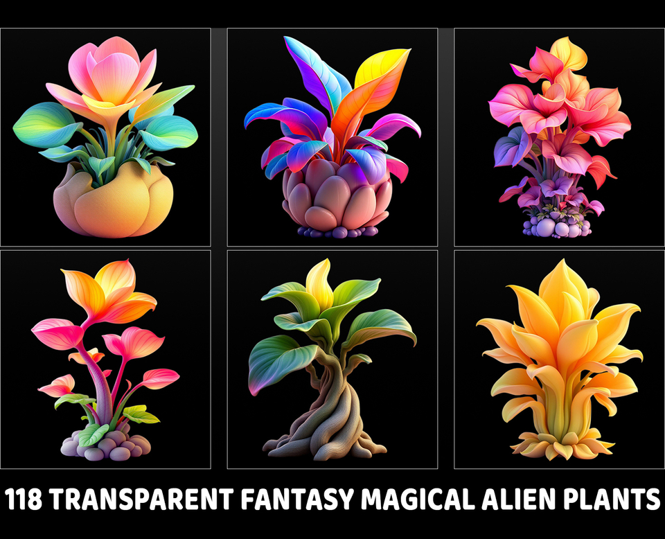 118 Transparent Fantasy Magical Alien Plants