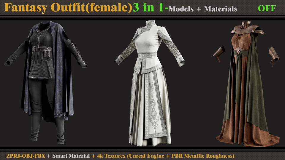 3 in 1 Fantasy Outfits- Models+Materials