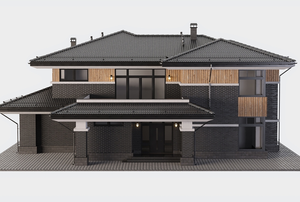 Two-storey cottage with metal roofing