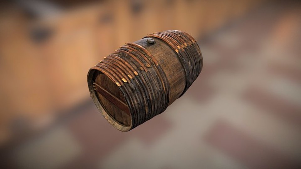 Photorealistic Wooden Barrel