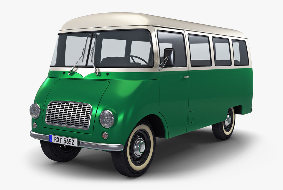 Generic Retro Passenger Van v 2 3D Model