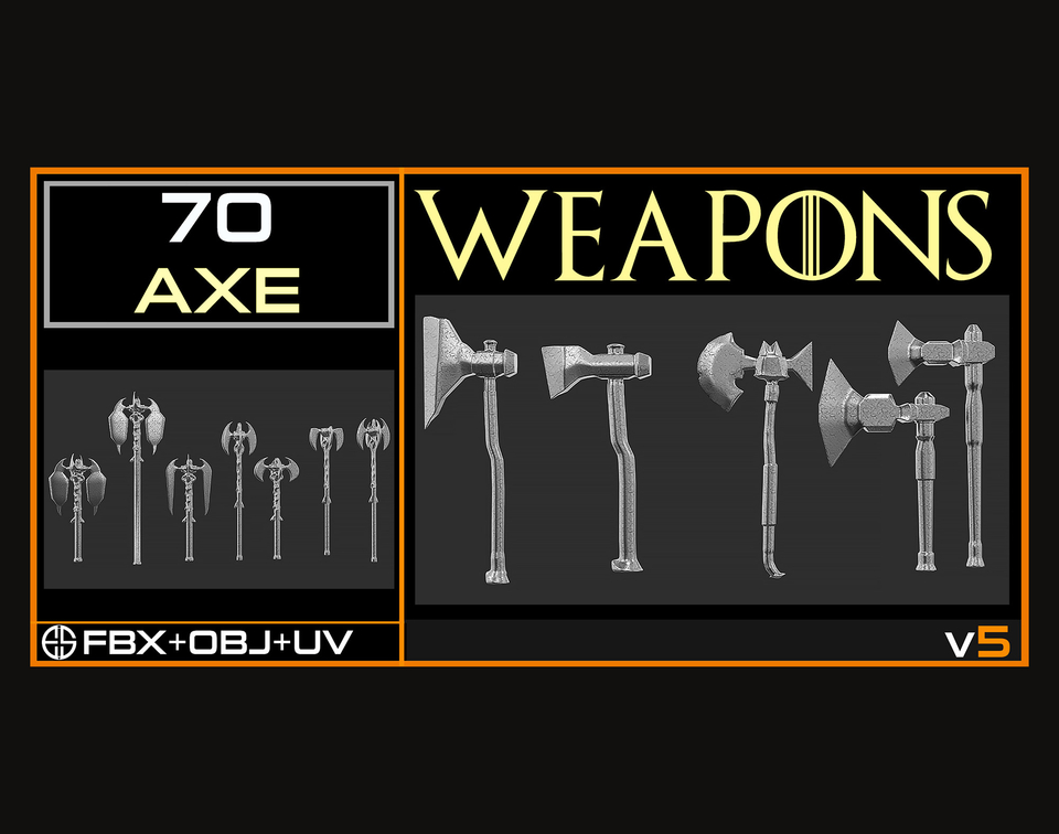 70 Models Of Weapons - Cold Weapons-Low Poly 3D Model And Uv Editing ...