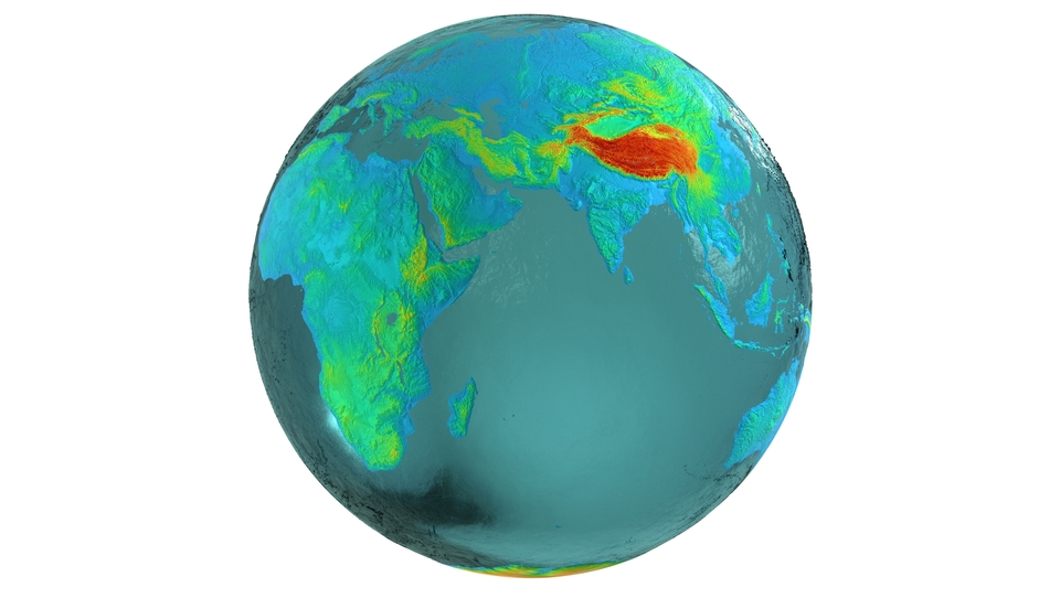 Earth Water 3D Globe Heightmap Shade