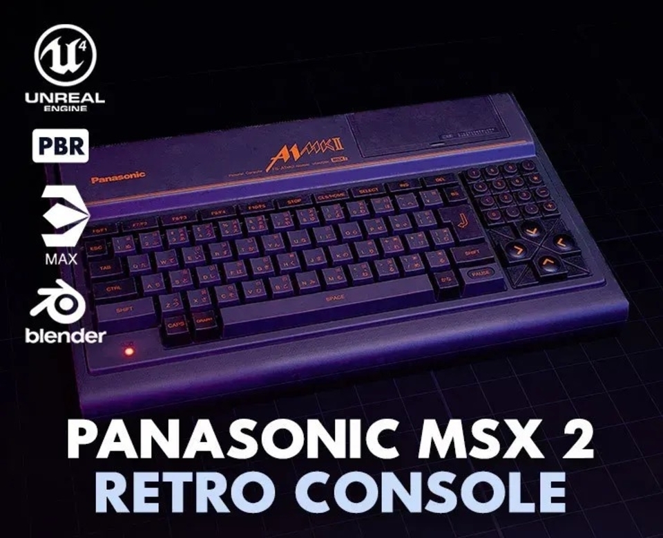Panasonic MSX 2 Retro Computer Keyboard Console low-poly 3d model