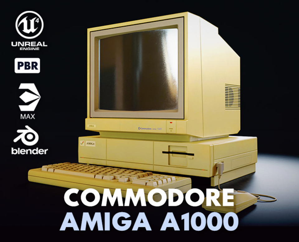 Commodore Amiga A1000 with 1081 Monitor - Low Poly