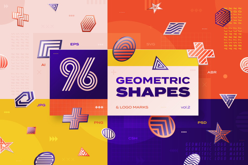 96 Geometric Shapes and Logo Marks Collection Vol.2