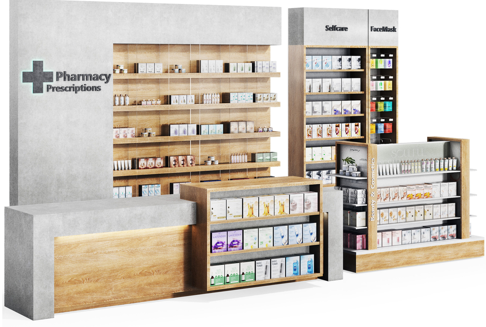 pharmacy drugstore showcase display mall