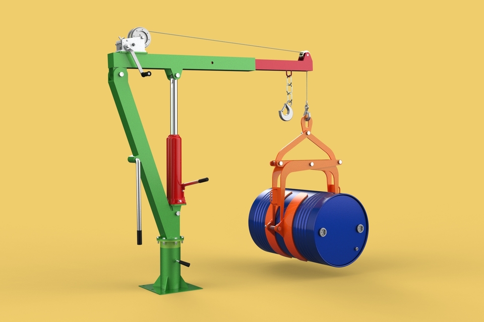 HAND WINCH CRANE HOIST DRUM BARREL LIFTER LIFTING CLAMP GRAB JIB
