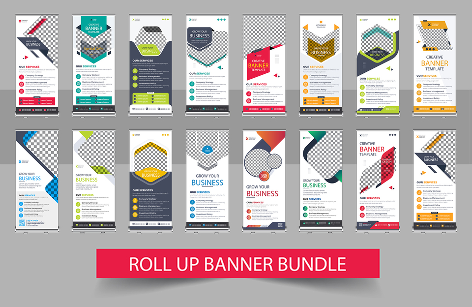 Business agency roll up banner design template, EPS File