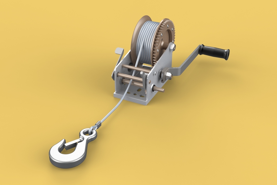 MANUAL ROTARY HAND CRANK WINCH HOIST WIRE ROPE SLING LIFT CRANE