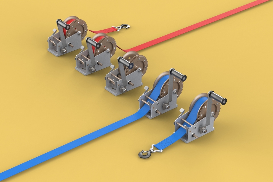 WINCHES HAND CRANK WINCH HOIST BELT WEBBING STRAP HOOK CRANE TON