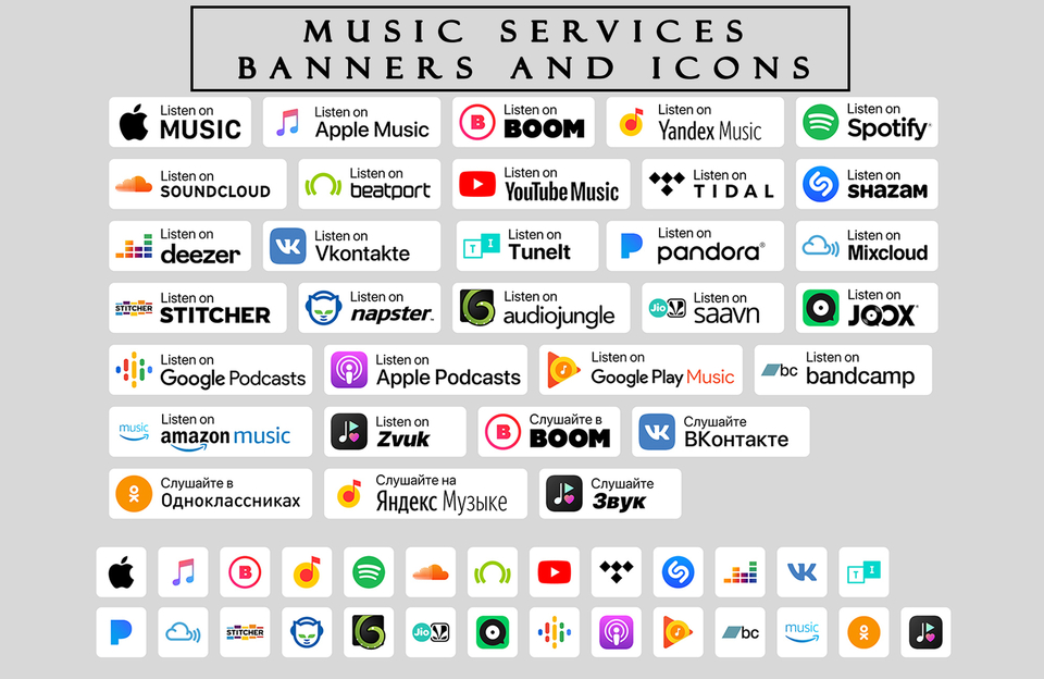 Music Streaming Services Icons , Banners Popular Platforms Providers
