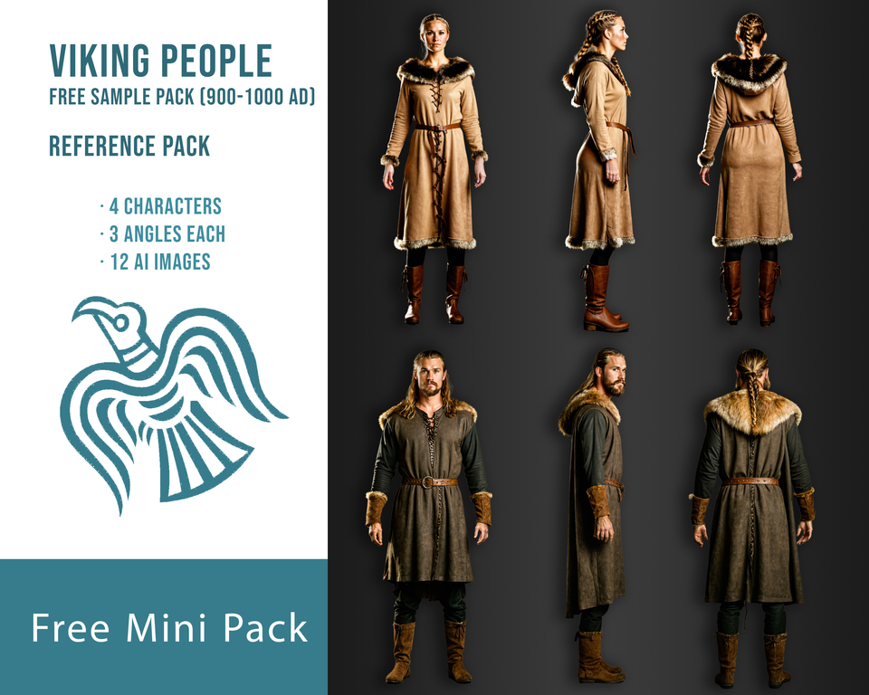 Viking People Character Reference Pack – Male & Female – 3 Angles ...