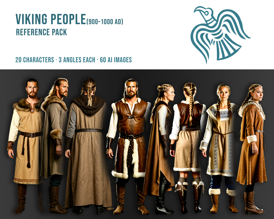 Ultimate Viking People Character Reference Pack – Male & Female 3 Angles