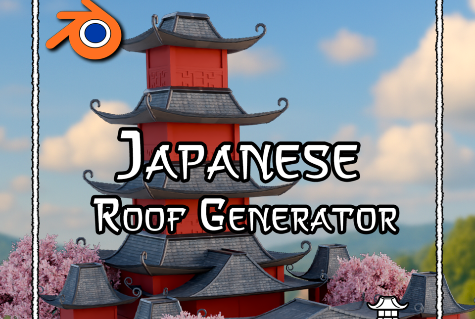 Blender Geometry Nodes - 3Dt Japanese Roof Generator Procedural