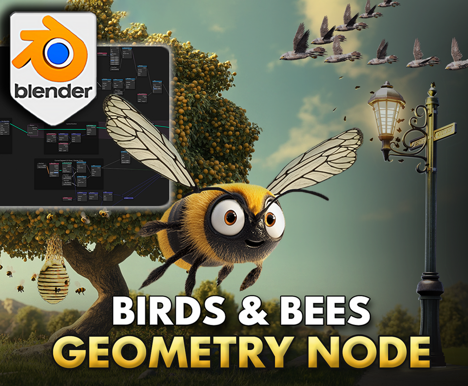 3DT Birds & Bees Generator – Blender Geometry Node Procedural