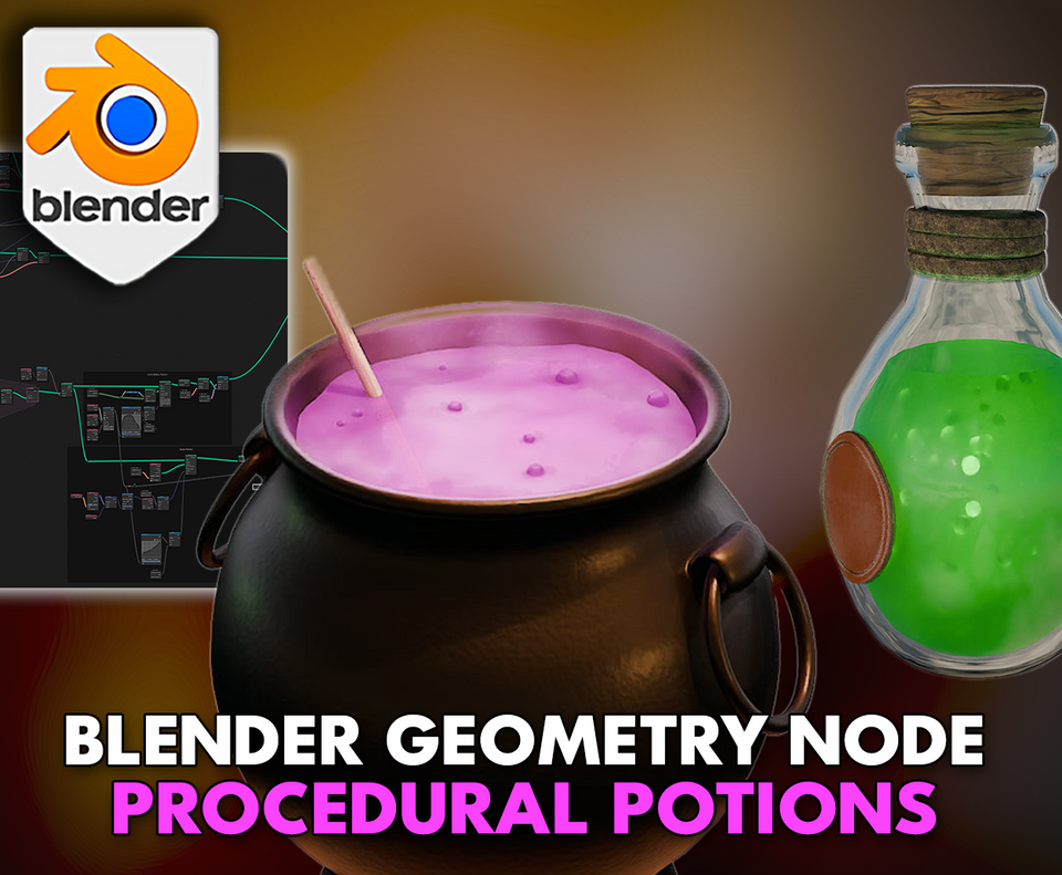 3DT Potion Cauldron Generator – Blender Geometry Node Procedural