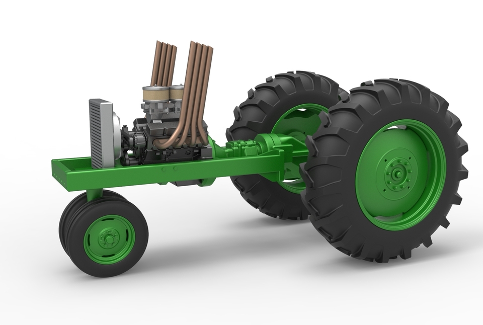 Vintage Small block Pulling tractor Base Version 4 Scale 1:25