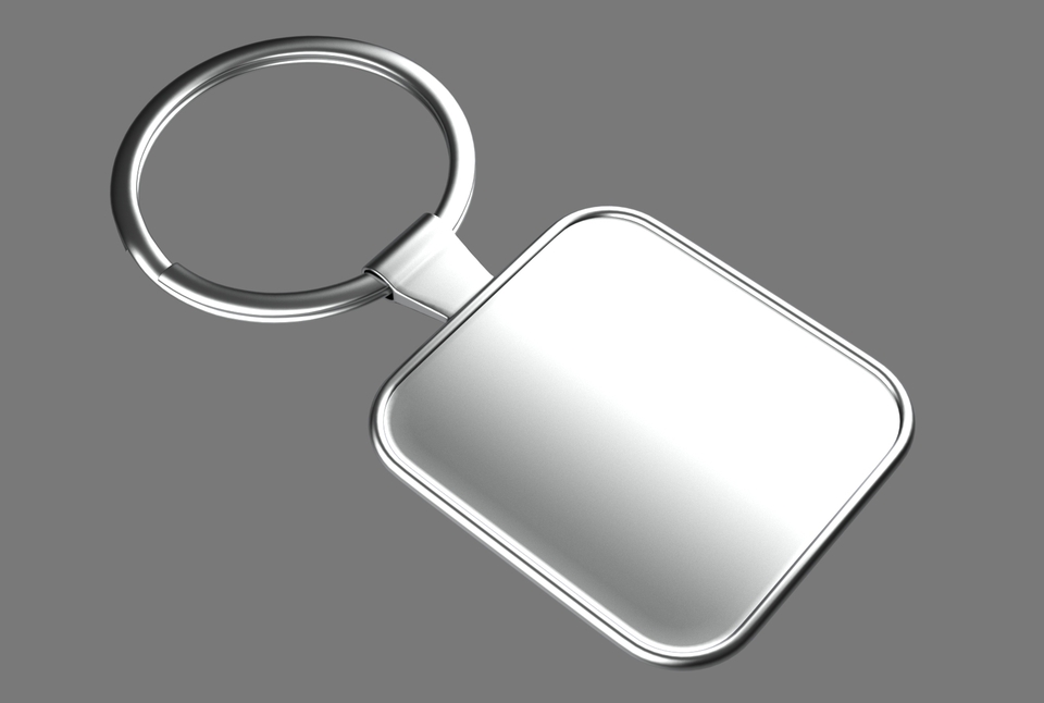 Keychain Four 3D Model key ring with chain