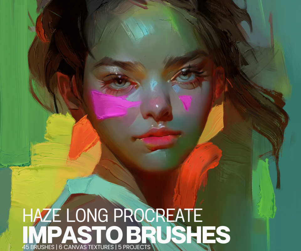 Haze Long PREMIUM Procreate Impasto Brush Pack 2025