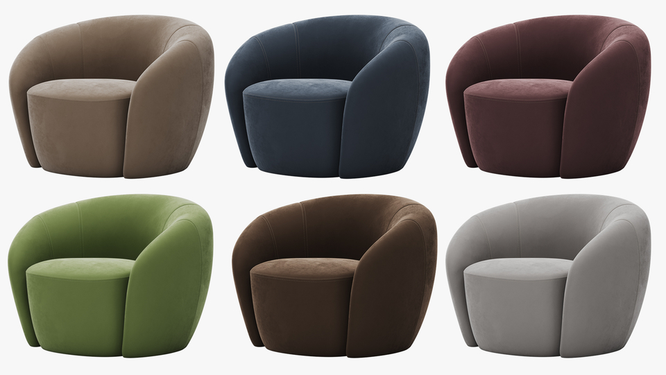 Modern Velvet Armchair - Customizable Color