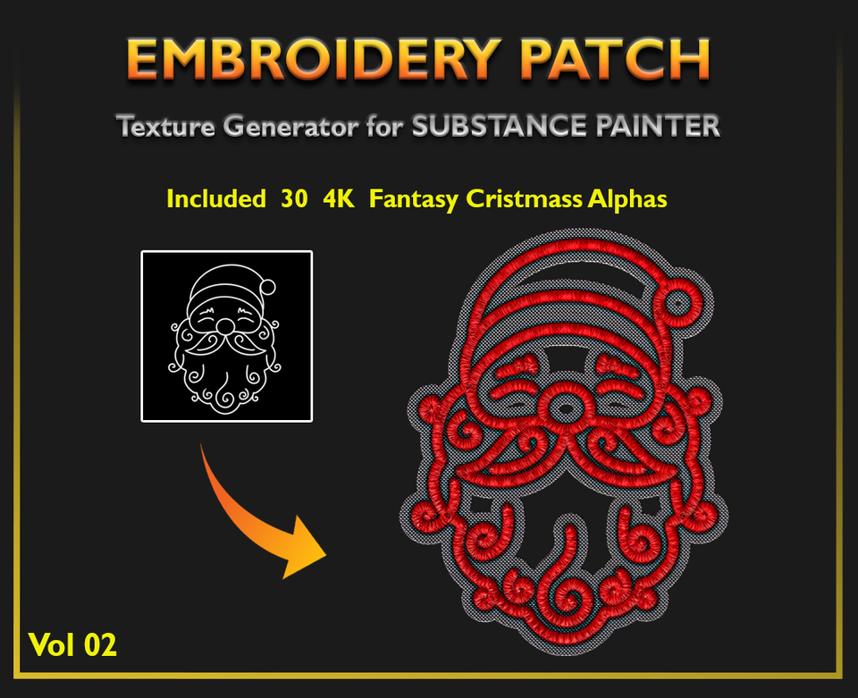 EMBROIDERY PATCH Generator for Substance Painter + 30 4K Christmas ...