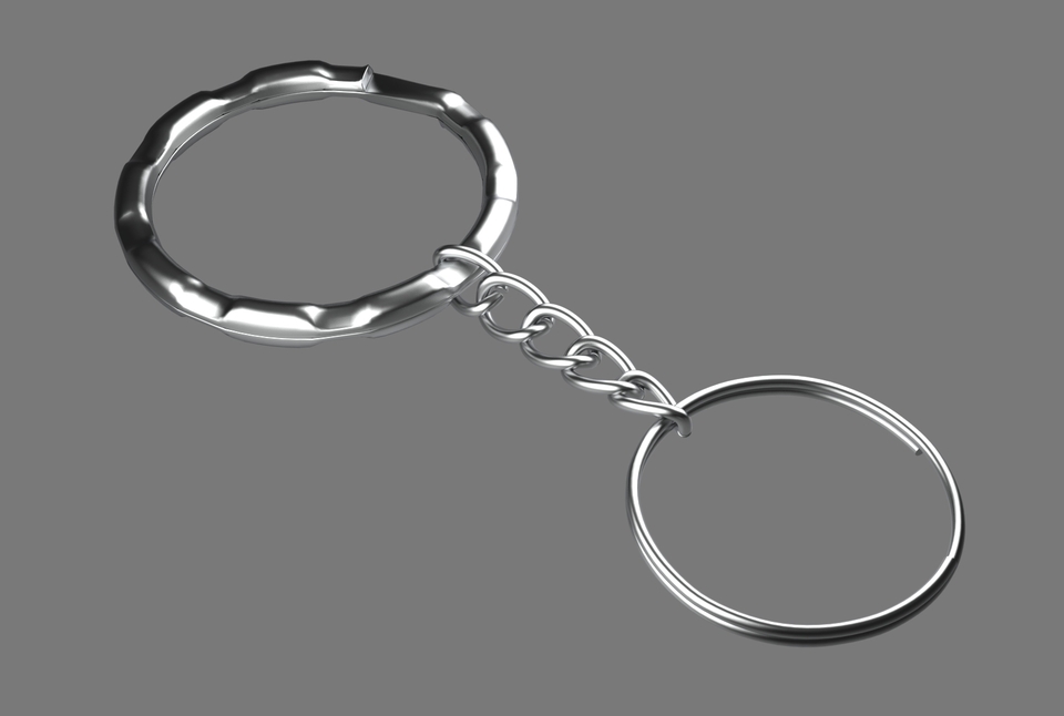 Keychain Twelve 3D Model key ring with chain