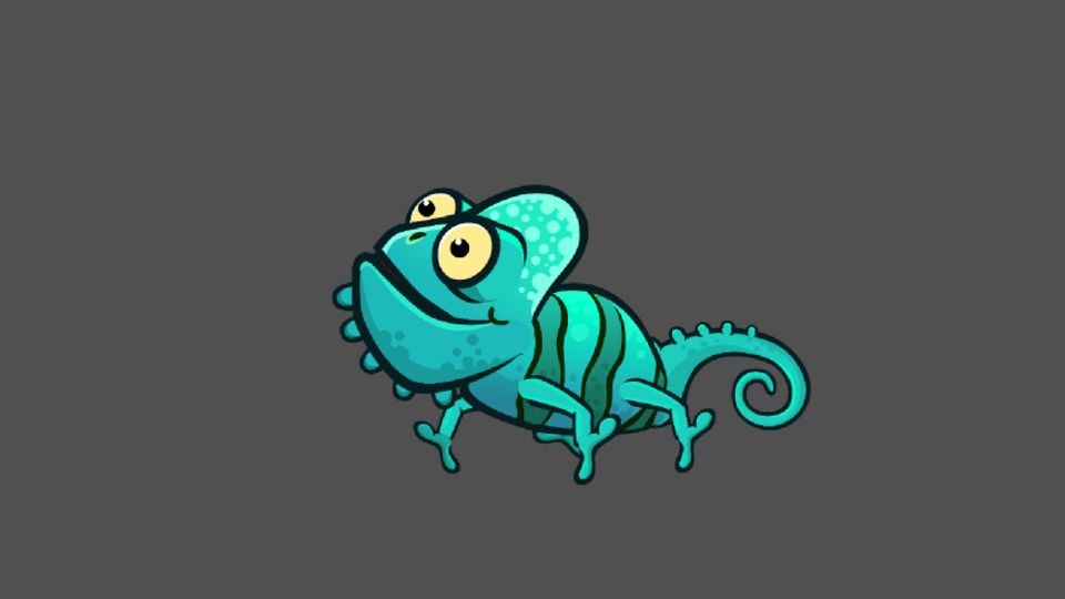 2D animated chameleon game asset