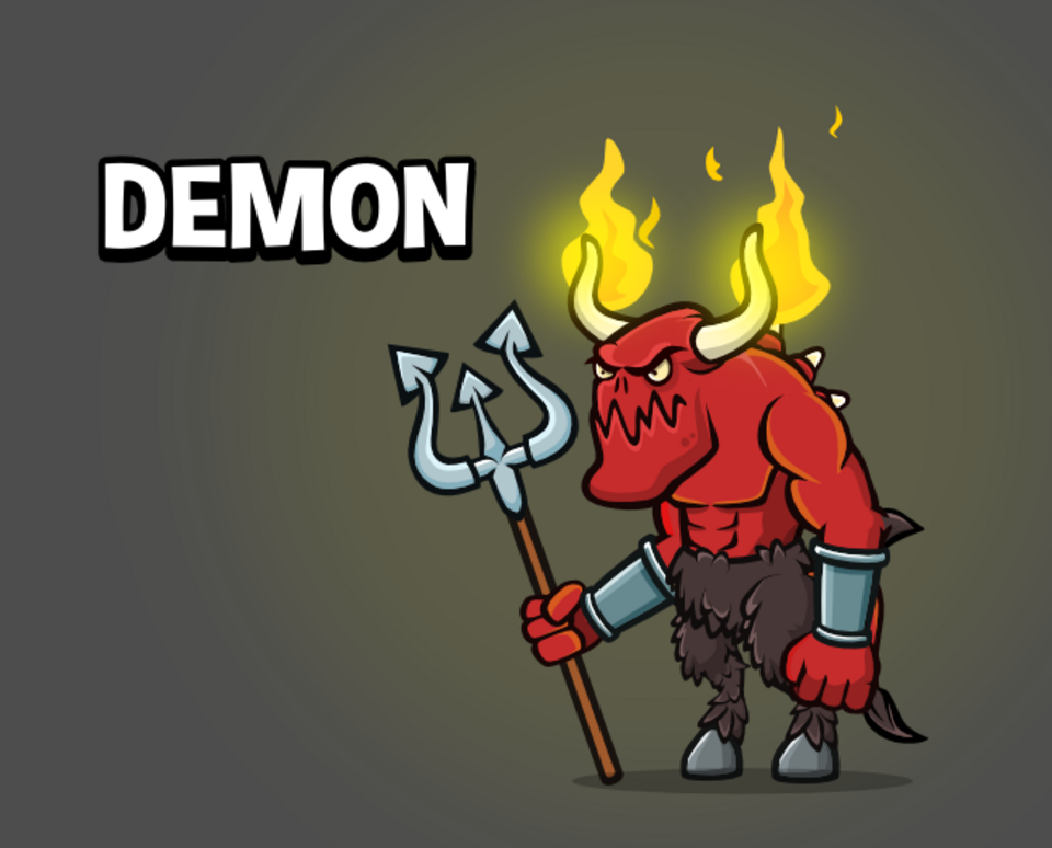 Animated demon 2d game asset