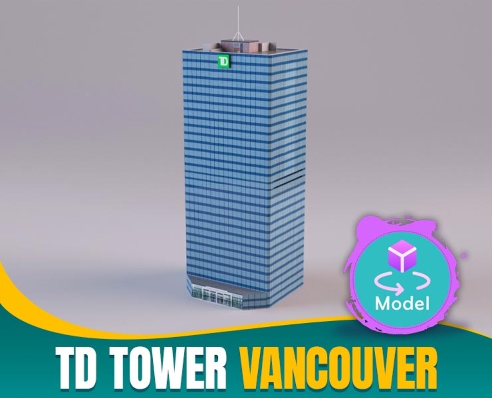 TD Tower Vancouver - Ultra-Low-Poly 3D Model