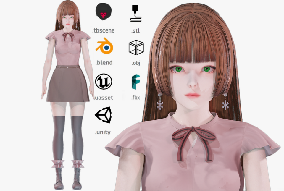 Casual clothes 0021 - Rig - Unreal - Unity - Blender - Animated - Realistic Female Character