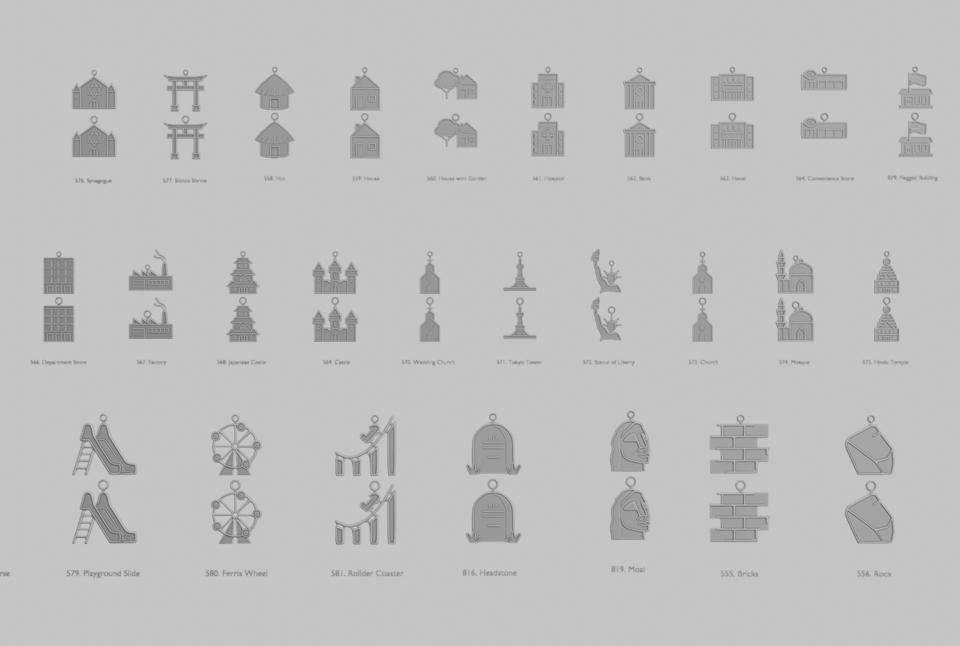 🏗️ Construction Pendants Pack – Buildings, Landmarks & Everyday Structures