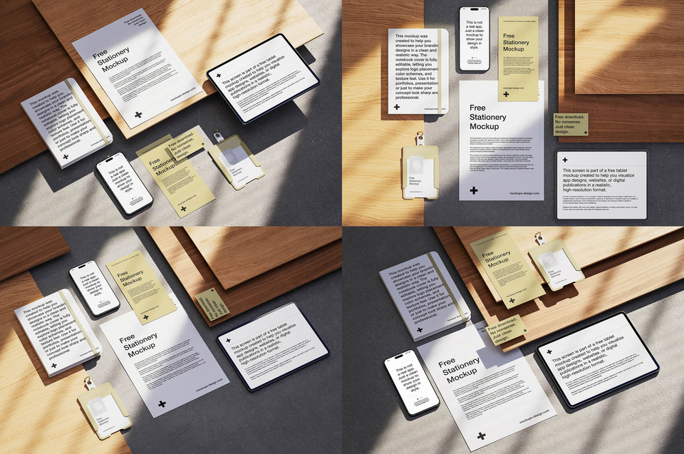 4 Modern Office Stationery Mockup Business Cards, Digital Devices, PSD ...